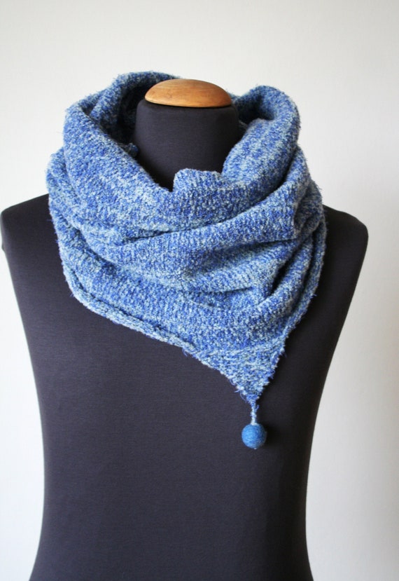 Gestrickter blauer Loop Schal unisex Rundschal Strickschal | Etsy