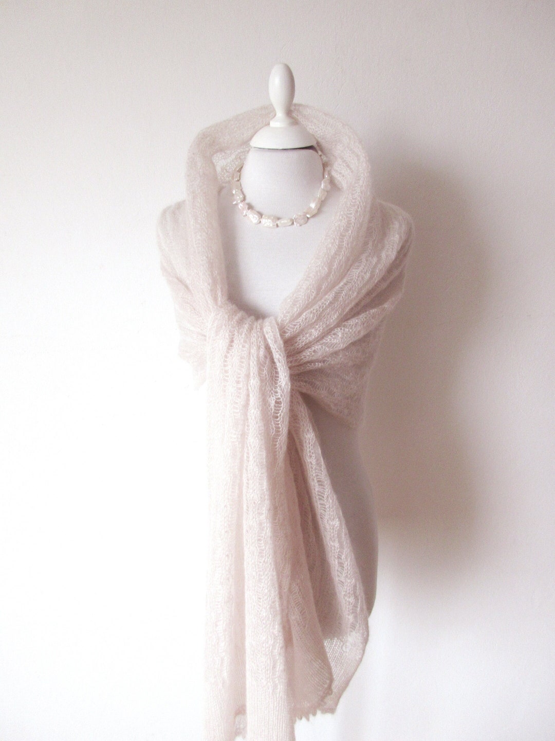 Blush Wedding Stole Mohair Silk Knitted Bridal Stole - Etsy