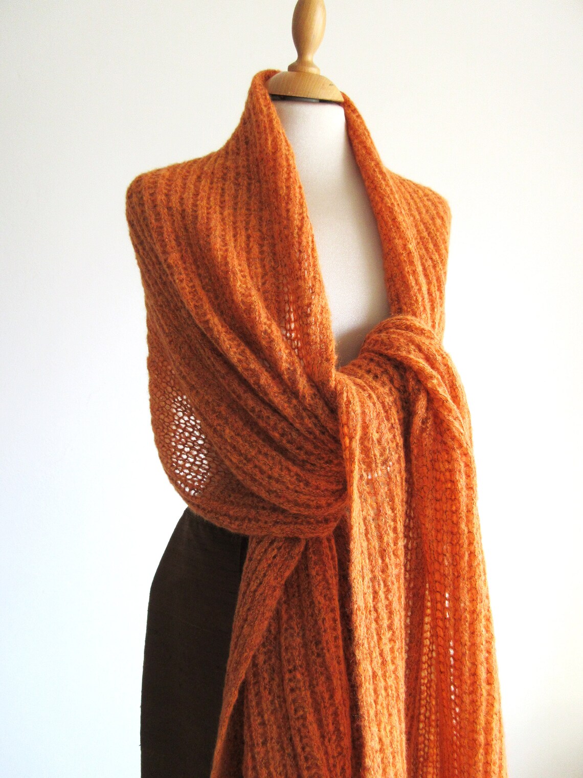 Bufanda gigante tejida naranja oscuro bufanda de punto xl | Etsy