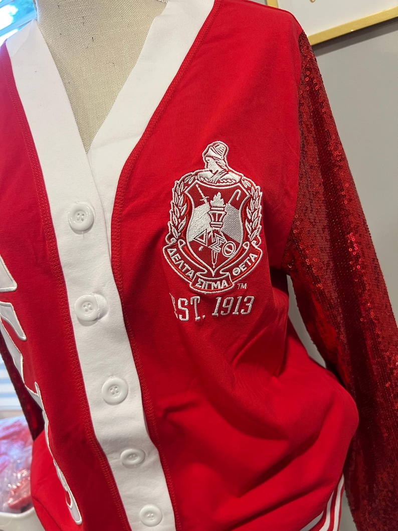 Delta Sigma Theta Sequin Cardigan, Sweater. Red and Black - Etsy