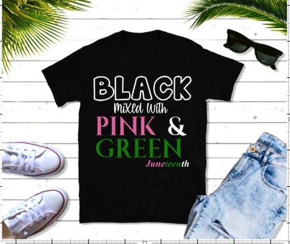 Black Mixed With Pink & Green Juneteenth AKA Inspired - Etsy