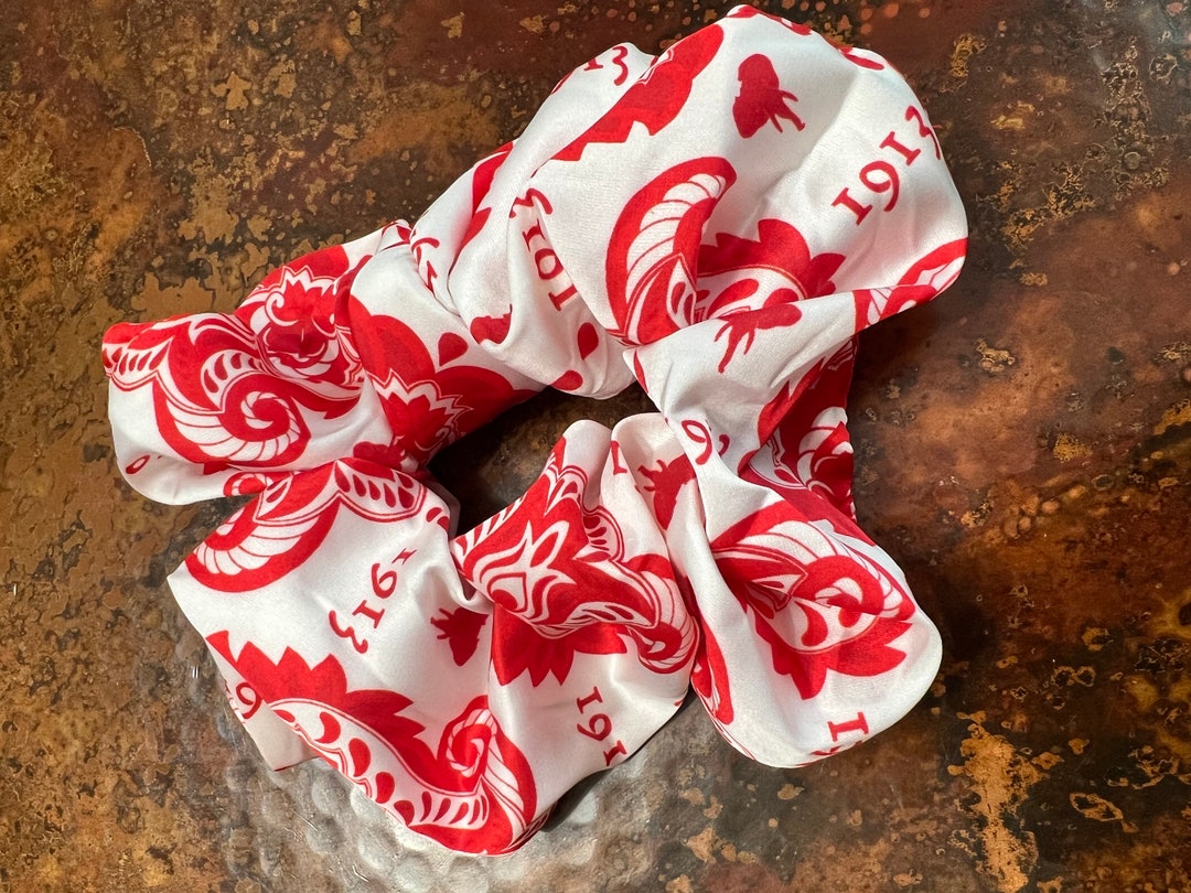 Delta Sigma Theta Hair Scrunchie, 1913, Red and White Hair Tie, Hair ...