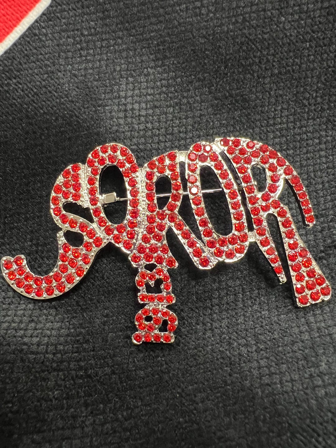 Red Delta Sigma Theta Soror Elephant Pin, DST, Full Red Rhinestone ...