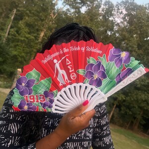 Delta Sigma Theta Fan, African Violets, Hand Folding Fan - Etsy