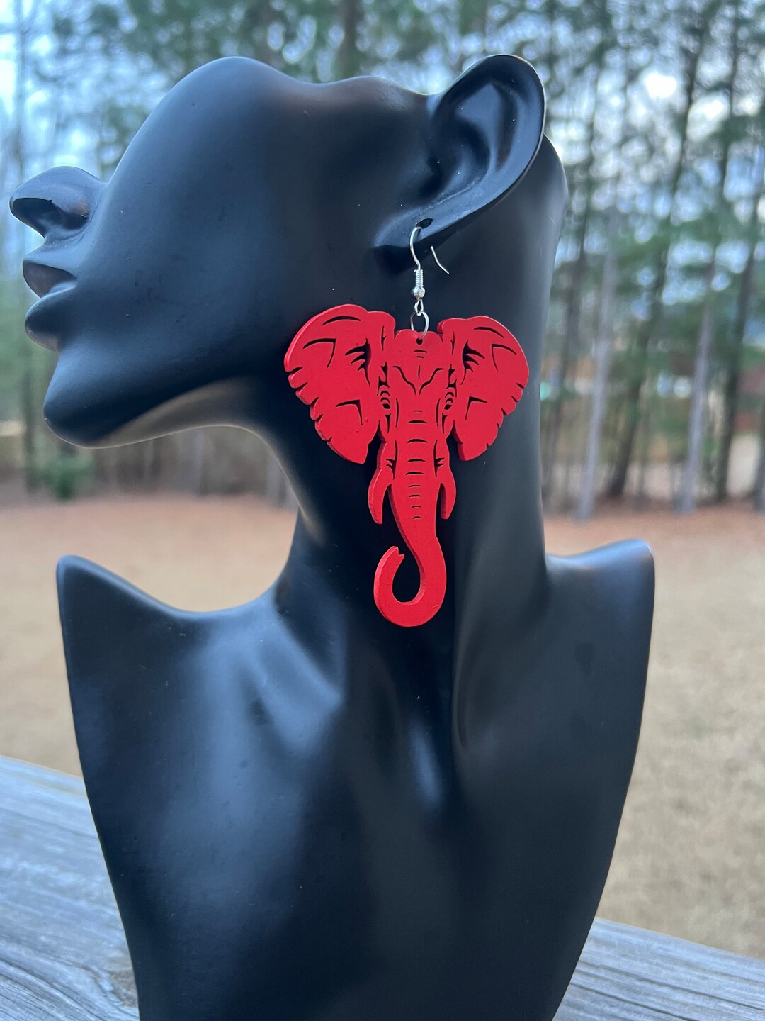 Elephant Wooden Earrings, DST Inspired. - Etsy