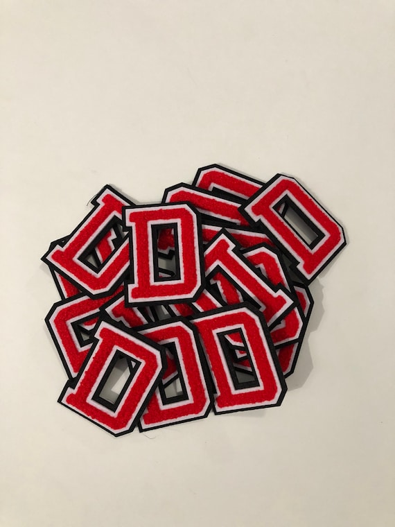 Red White and Black Chenille Letter D Patches - Etsy