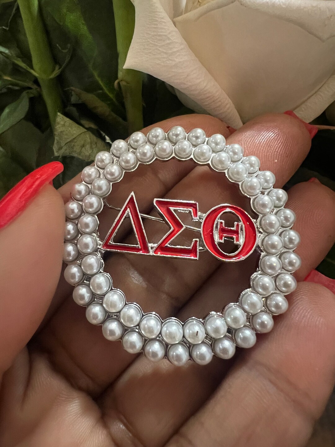For DST Diamond and Pearls Sliver Pin Delta Sigma Theta Brooch - Etsy
