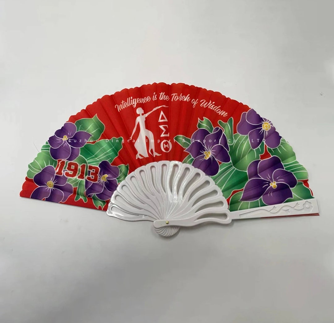 Delta Sigma Theta Fan, African Violets, Hand Folding Fan - Etsy
