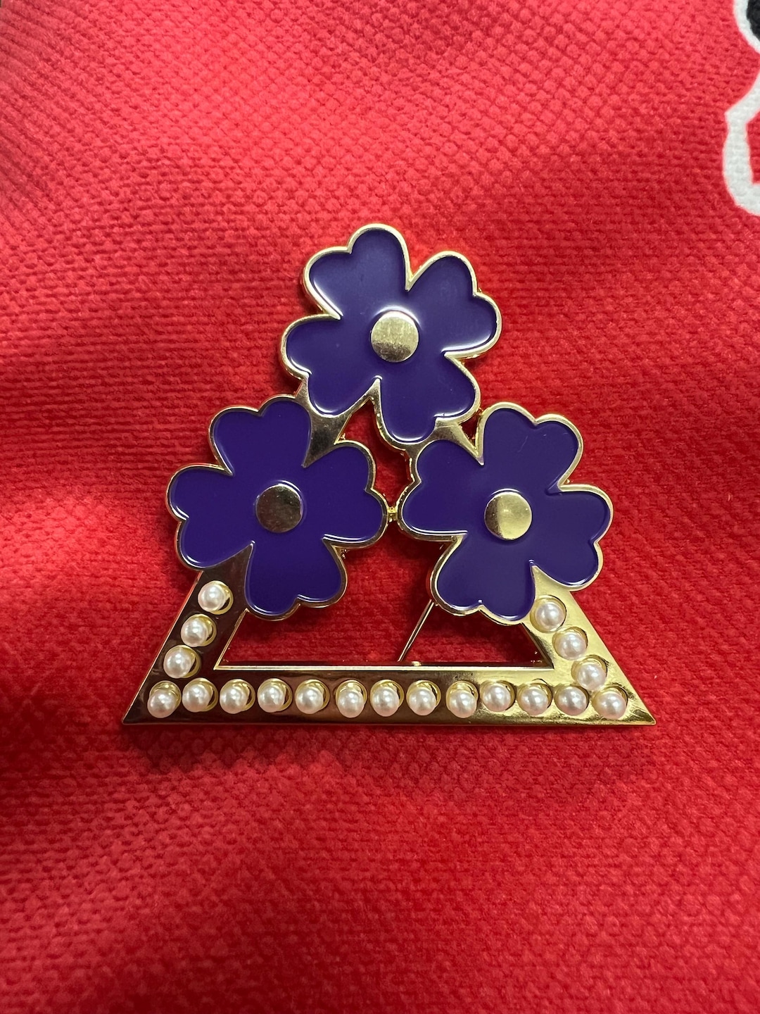 Delta Sigma Theta African Voilet Brooch, Gold Pyramid, DST, Brooch, Pin ...