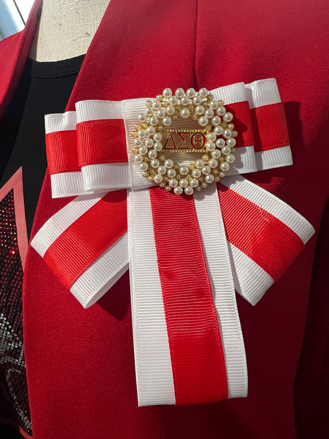Delta Sigma Theta Ribbon Pin, DST Brooch, Pearl Pin, - Etsy