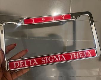 Delta Sigma Theta- DST License Plate Red Background Mirror Letters ...