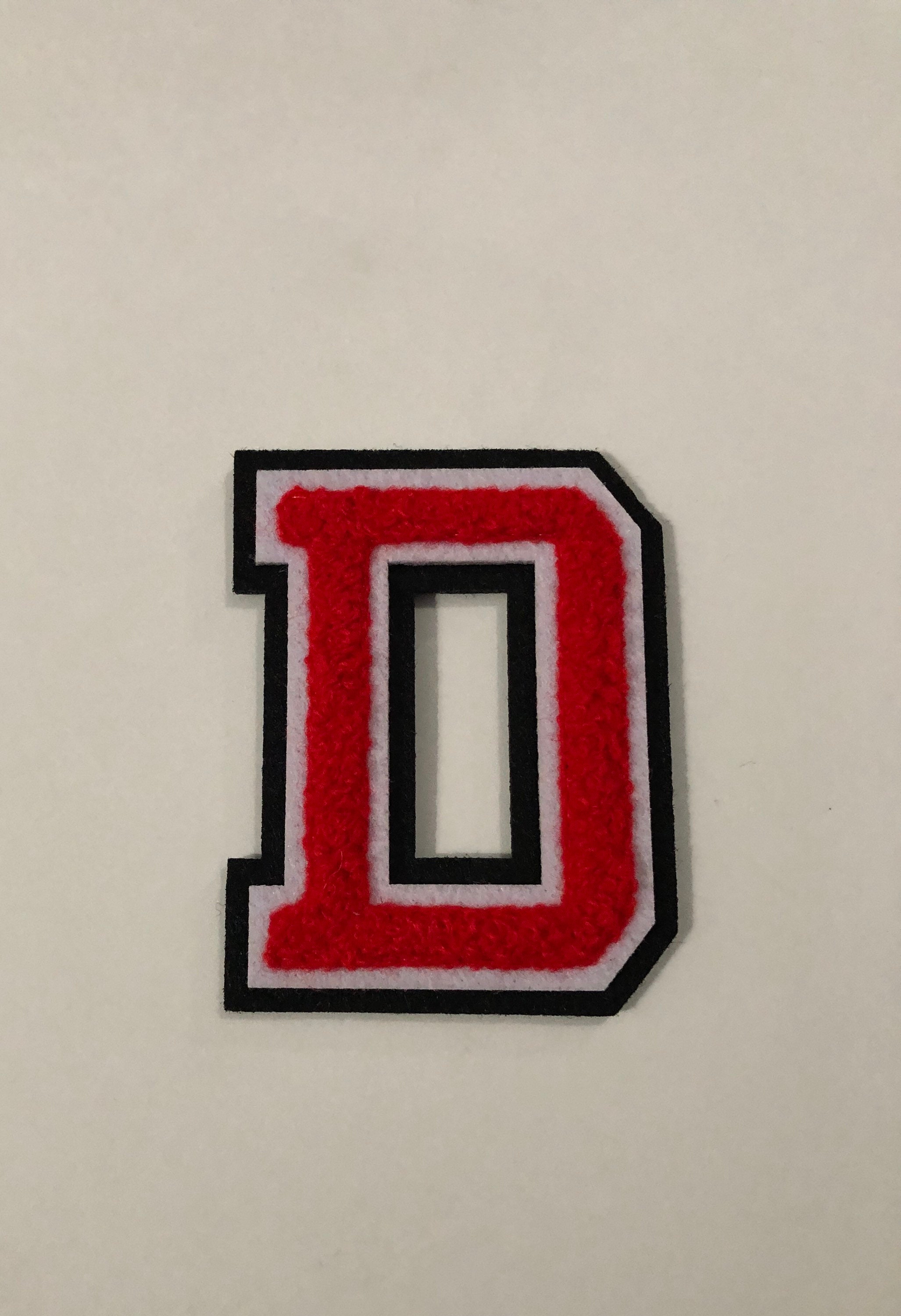 Red, White and Black Chenille Letter D Patches - Etsy