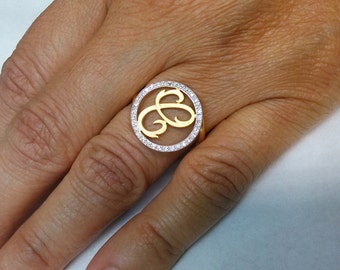 Single Initial Ring / Letter Ring/Initial Ring / Letter Ring / | Etsy