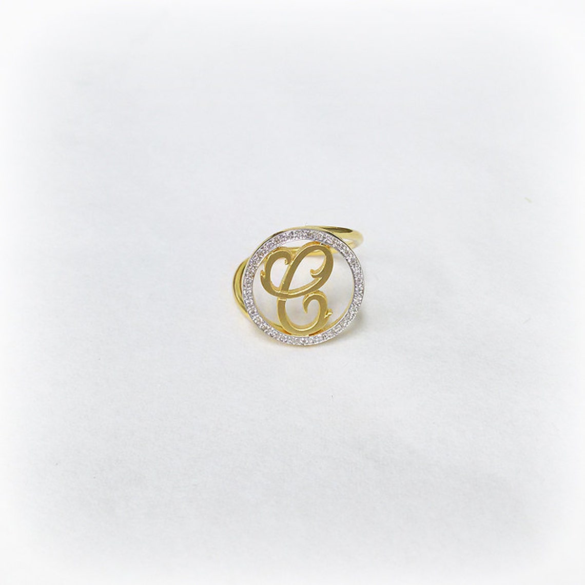 Personalized Initial Ring,custom Letter Ring, Diamond Outline Ring ...