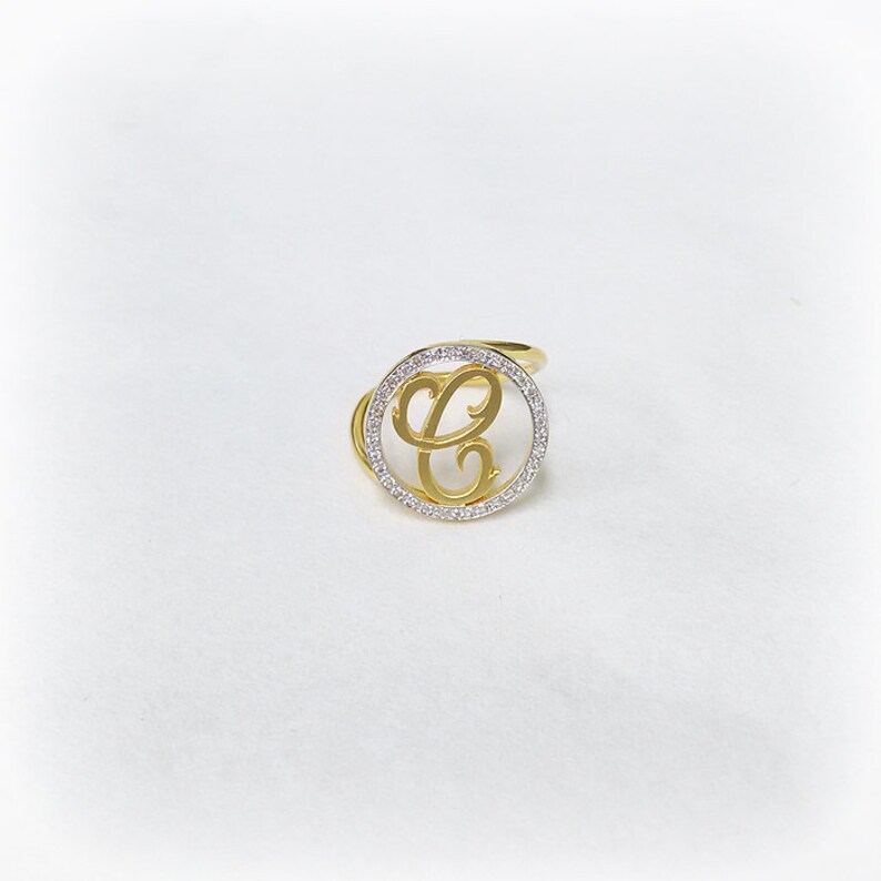 Personalized Initial Ringcustom Letter Ring Diamond Outline - Etsy