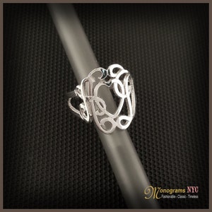 Sterling Silver Two Initial Monogram Ring - Handcrafted Initial Ring ...