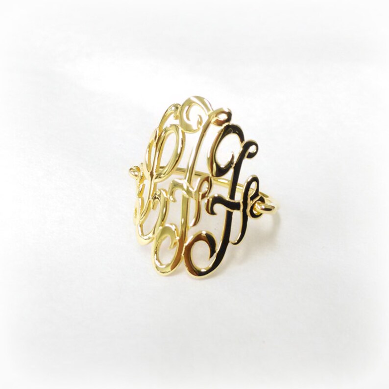 Gold Monogram Ring-ring With Initials-monogram Wire - Etsy