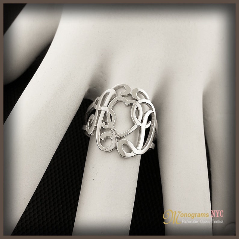 Sterling Silver Two Initial Monogram Ring - Handcrafted Initial Ring ...