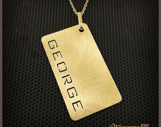 14kt. Gold Dog Tag Necklace With Personalized Name 100% - Etsy