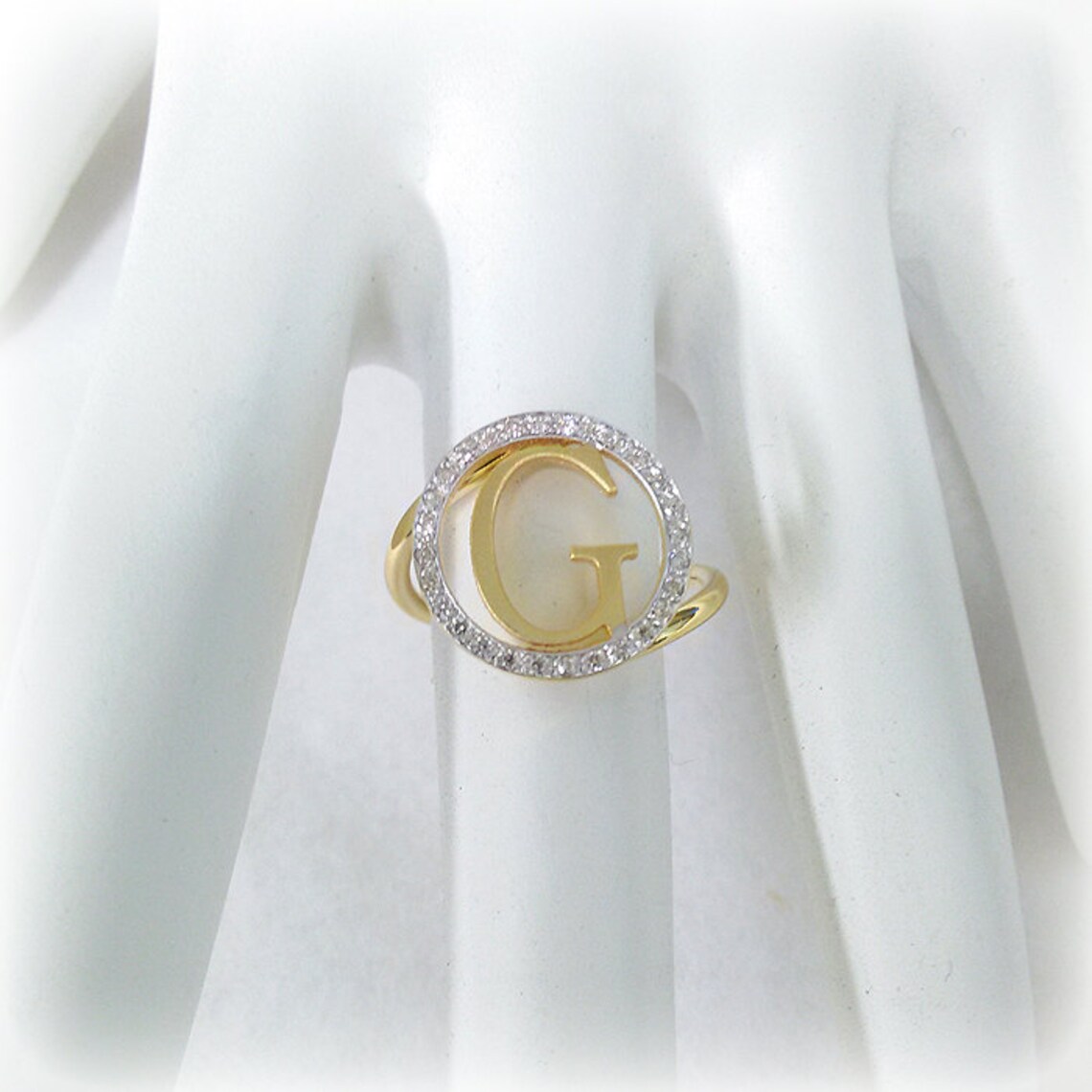 Personalized Initial Ring,custom Letter Ring, Diamond Outline Ring ...