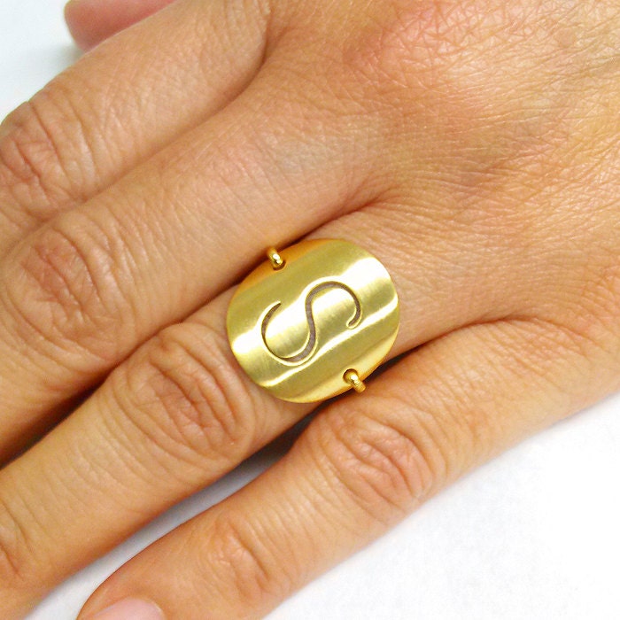 Single Initial Ring / Letter Ring/Initial Ring / Letter Ring / | Etsy