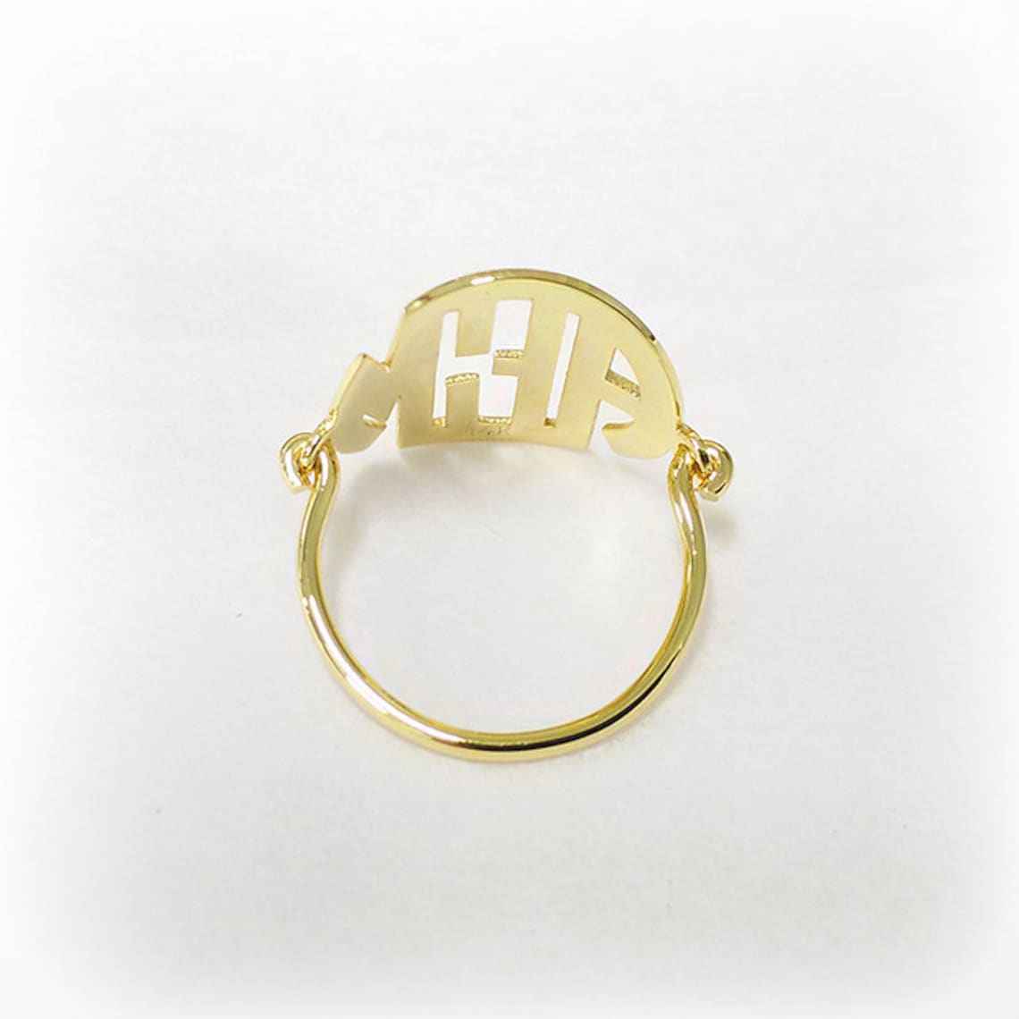 14k Gold Monogram Block Initial Wire Ring Monogram Ring - Etsy