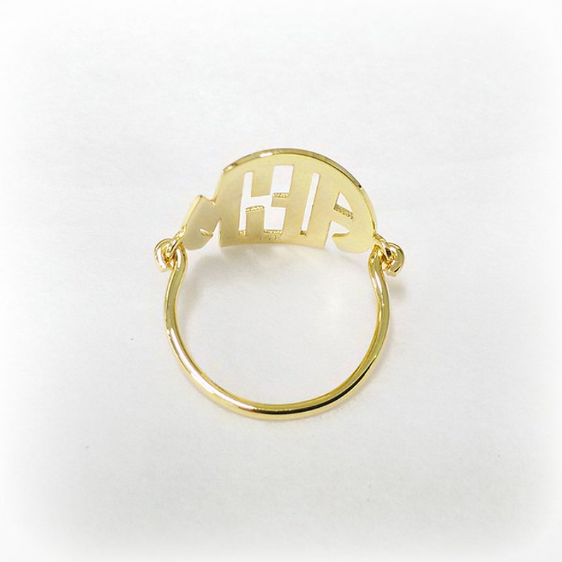 14k Gold Monogram Block Initial Wire Ring Monogram Ring - Etsy