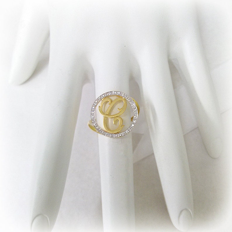 Personalized Initial Ringcustom Letter Ring Diamond Outline - Etsy
