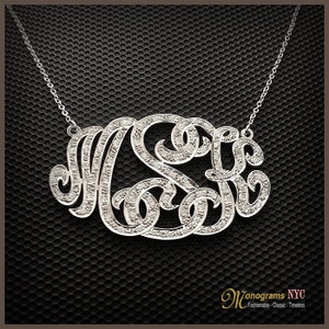 14kt. Gold Diamond Monogram Necklace, Handcrafted Letter Necklace ...