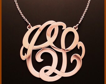 Rose Gold Monogram Necklace Bridesmaids Present Mother - Etsy