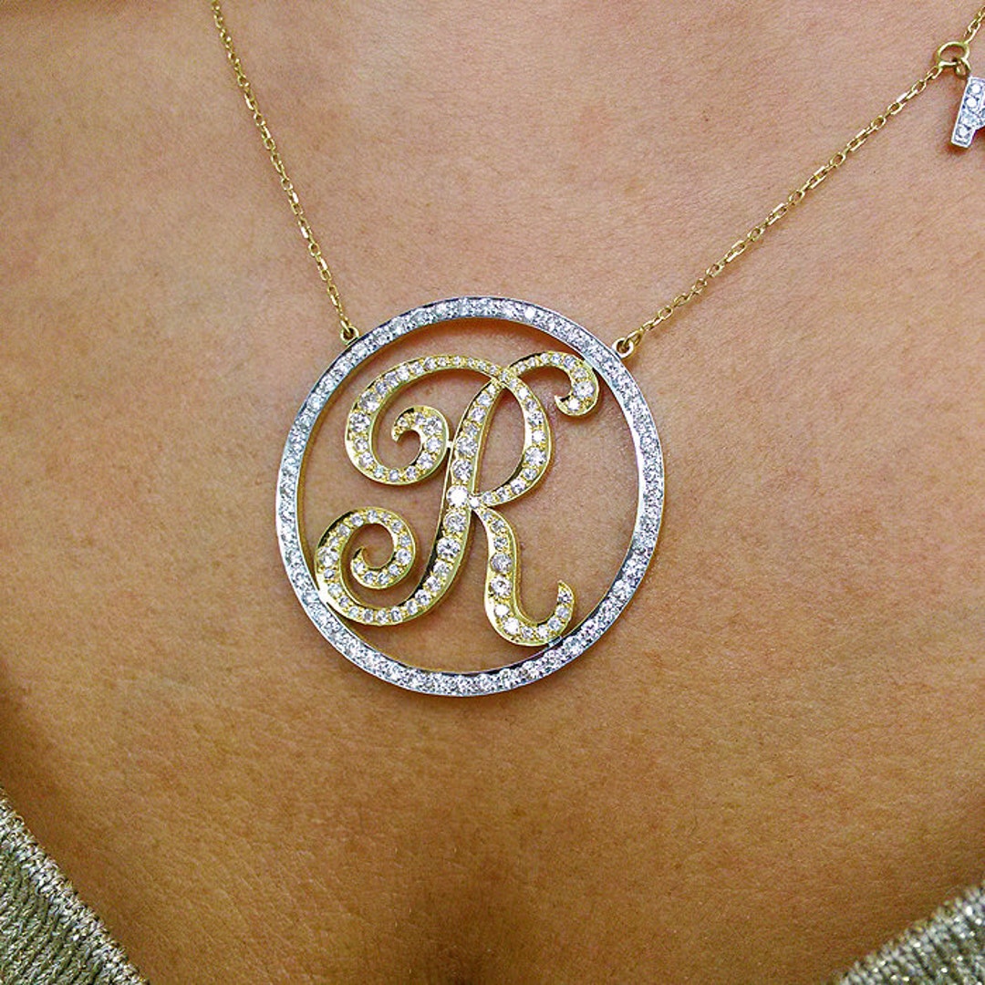 14kt. Gold Diamond Initial Necklace, Personalized Initial Necklace ...