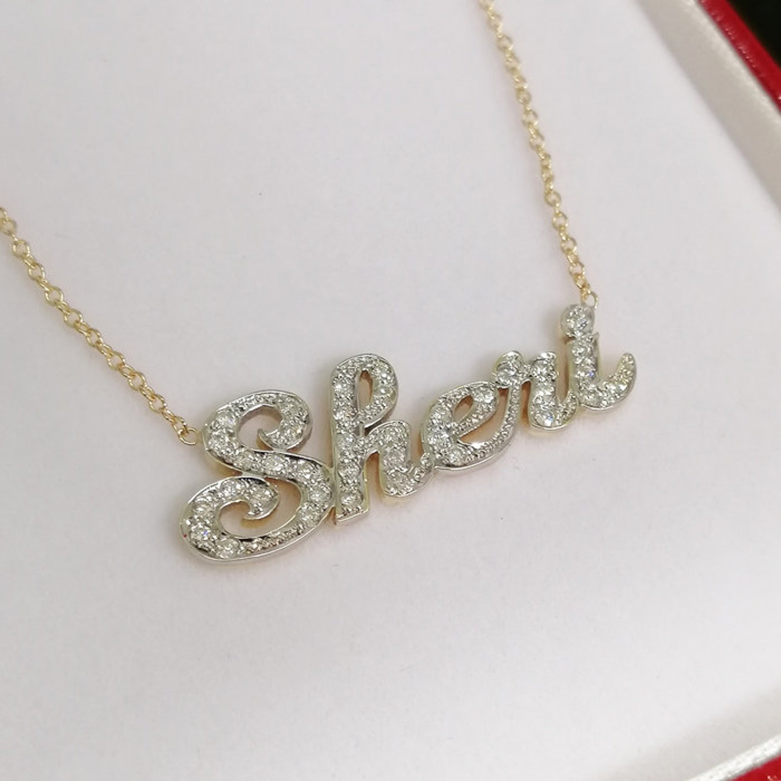 Diamond Name Necklace - Handcrafted Necklace - Personalized Necklace ...