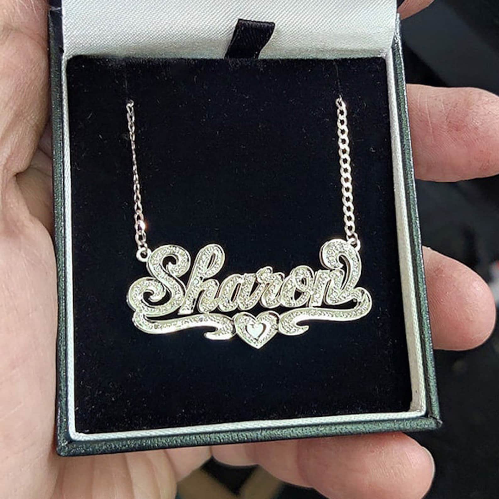 Diamond Name Necklace - Double Name Plate - Name Plate Necklace ...