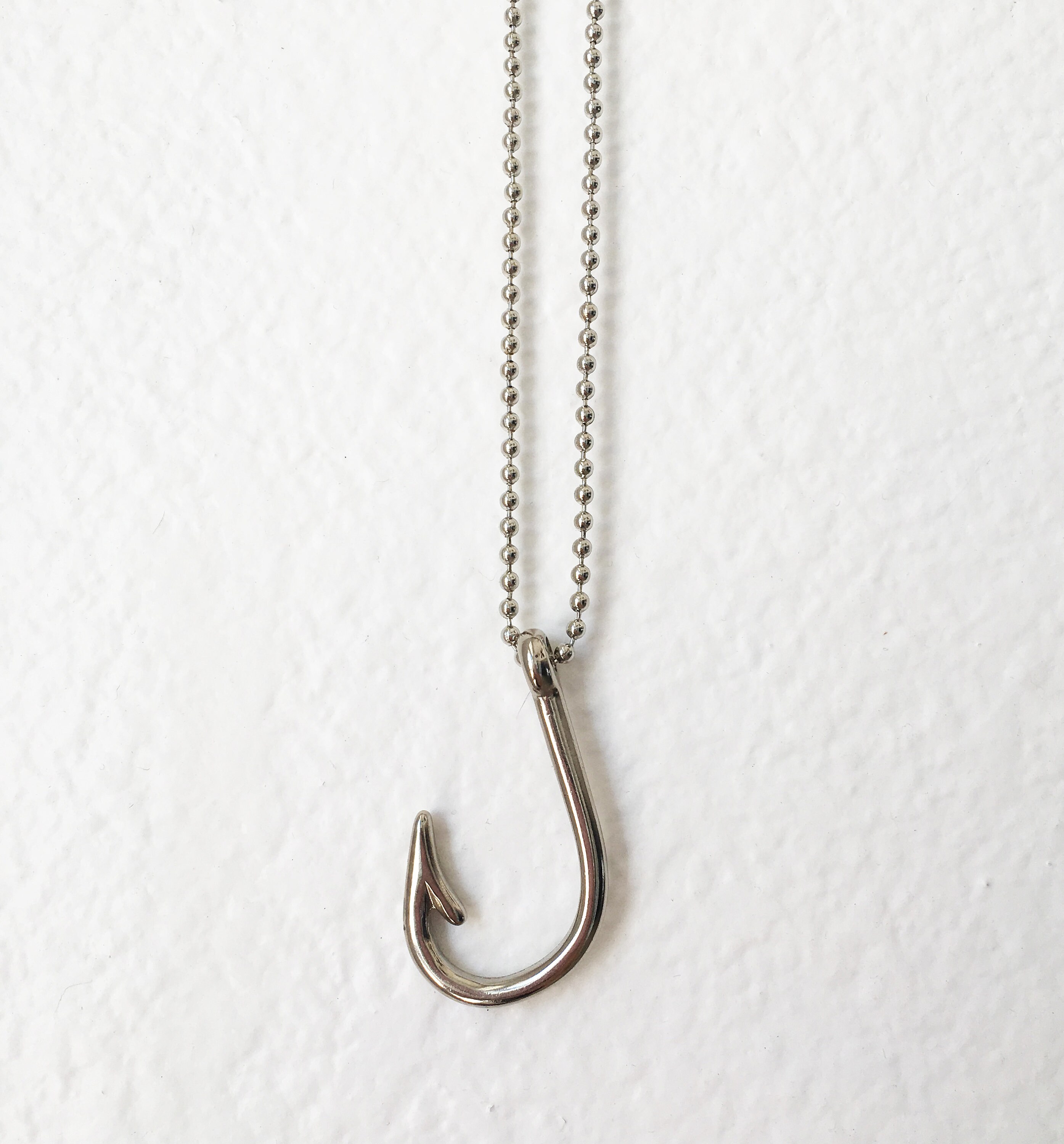 Silver Fish Hook Necklace | Etsy