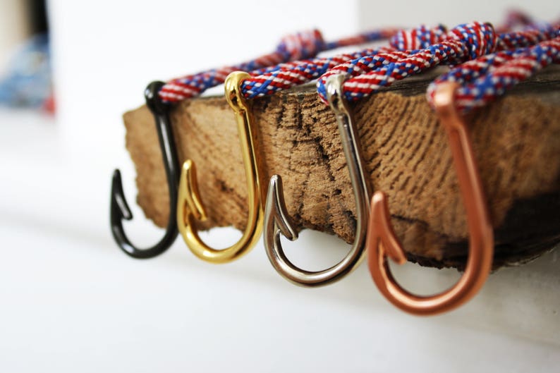 American Flag Paracord Fish Hook Bracelet - Etsy