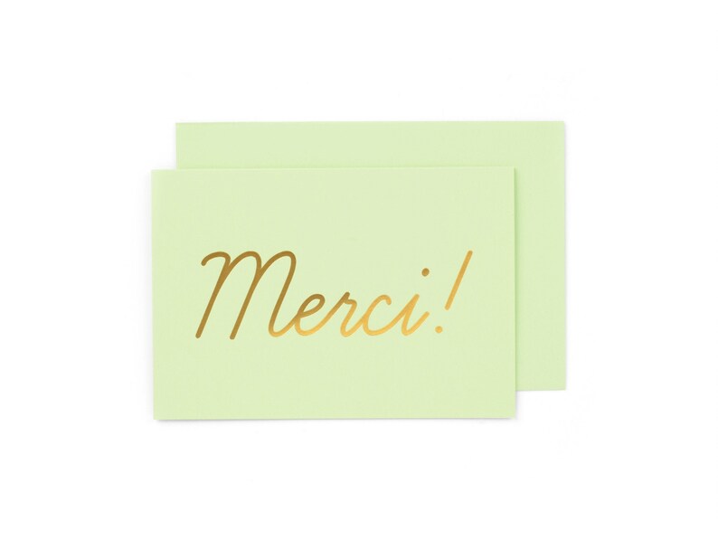 Merci! Pistachio + Gold Foiled Greeting Card With Matching Gold ...