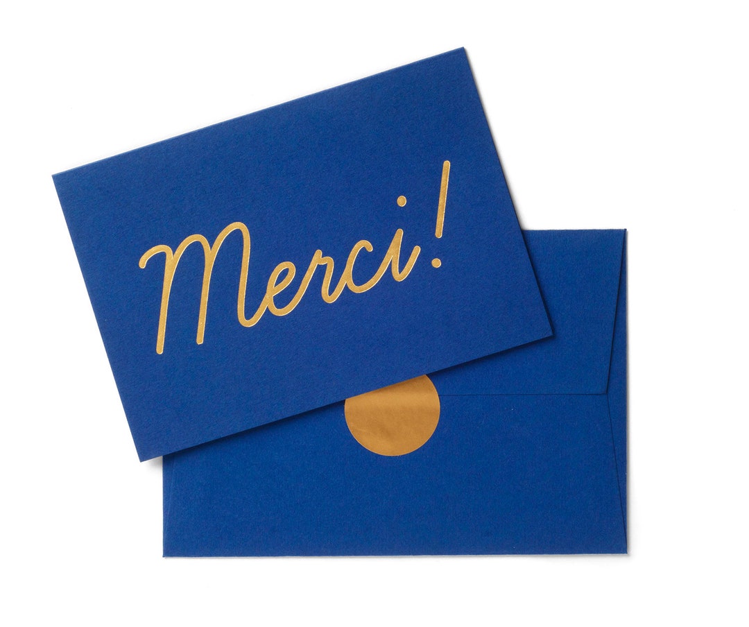 Merci! Gold Foil Blocked Thank You Card on Luxe Sustainable Paper With ...