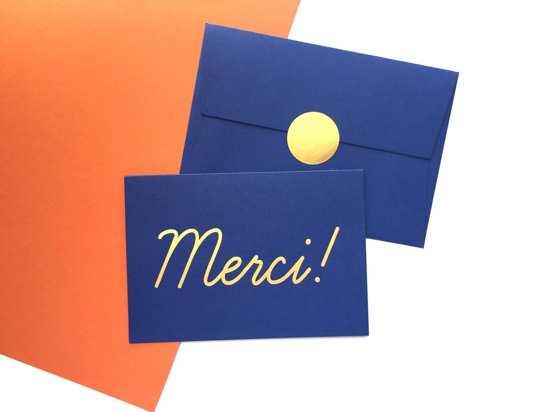 Merci Luxe Gold Typographic Foil Greeting Card W Matching - Etsy Australia