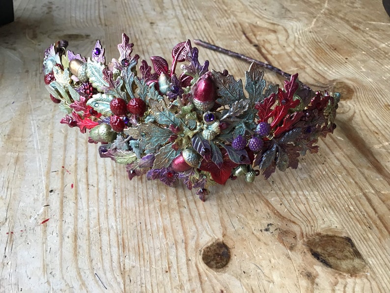 Autumn Wedding Tiara Woodland Headpiece Acorn Crown Hand - Etsy