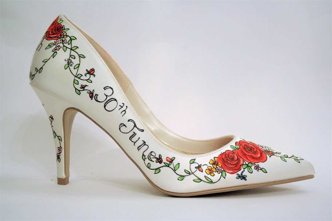 Hand Painted Flower Shoe Design- on Your Own Shoes - Wedding Shoes ...