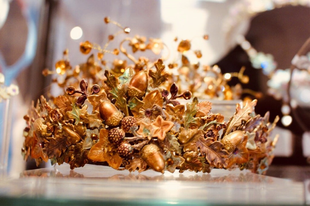 Autumn Wedding Tiara Woodland Headpiece Acorn Crown Hand Made Fall ...
