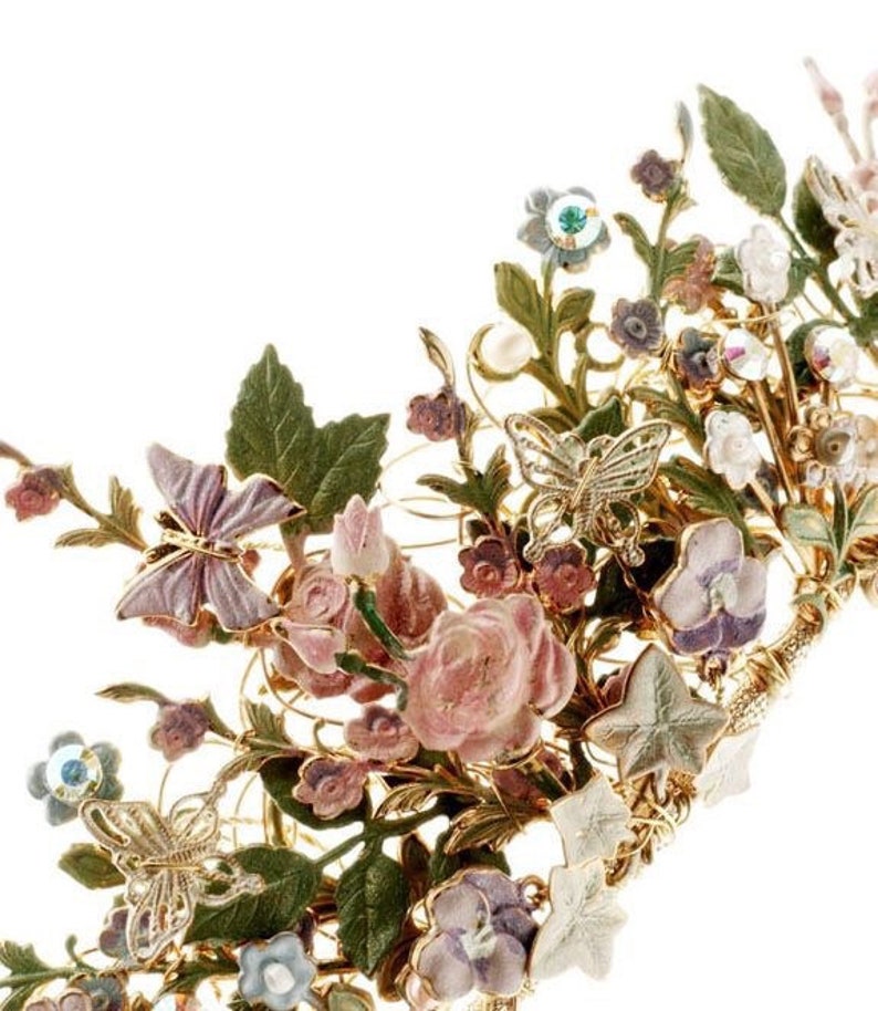 Country Garden Flower Bridal Tiara, Wedding Hair Accessories, Bridal ...