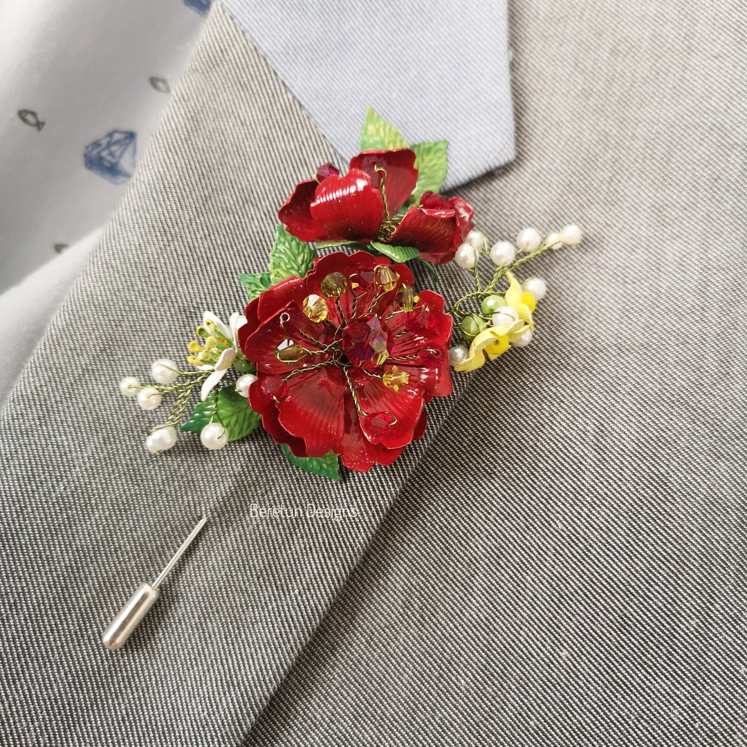 Custom Button Hole Flower, Rose Lapel Pin, Hand Made Boutonniere - Etsy