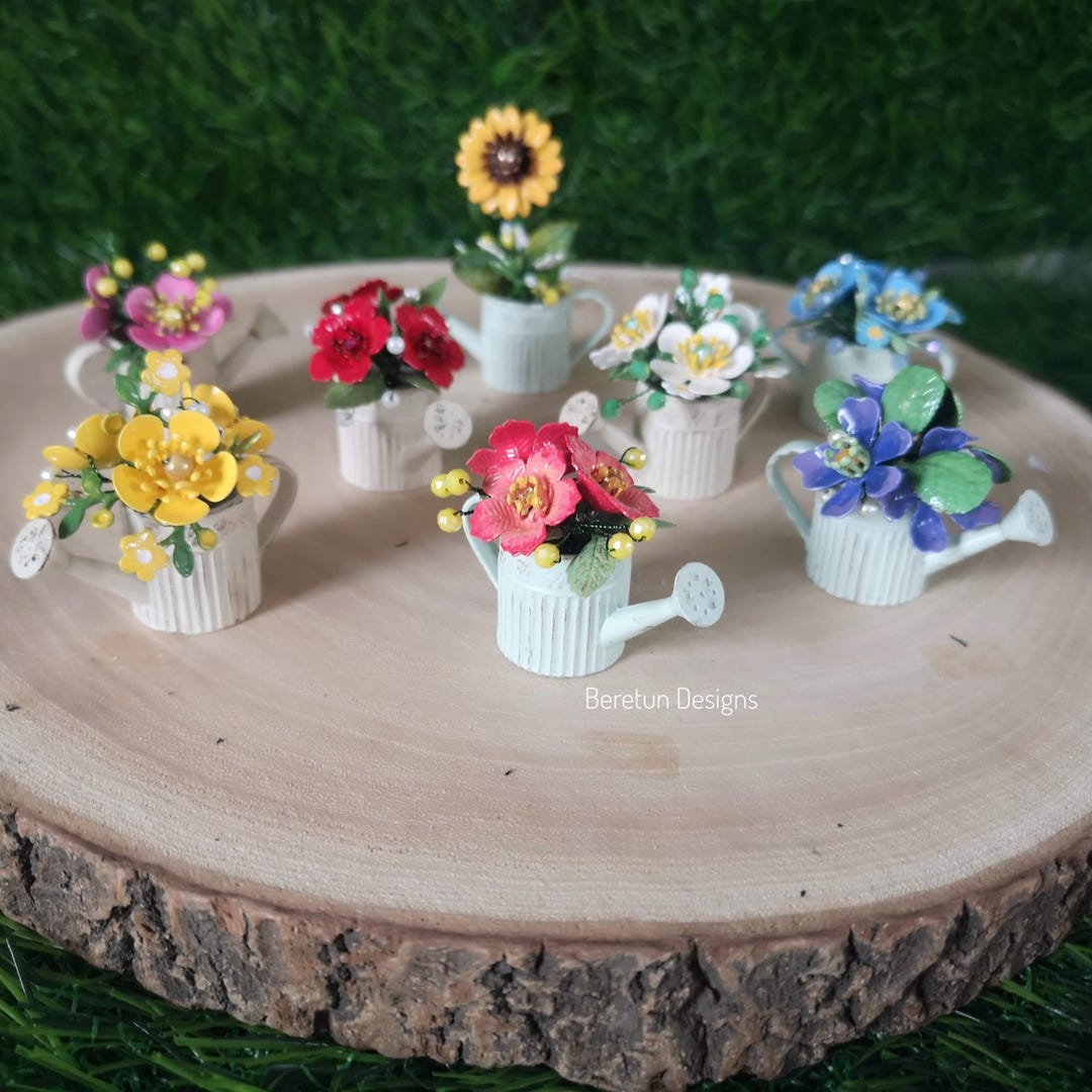 Handmade Miniature Metal Flower Bouquet: Vintage Watering Can Gift - Etsy