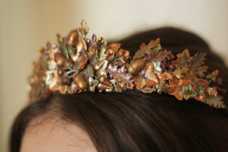 Autumn Wedding Tiara Woodland Headpiece Acorn Crown Hand - Etsy