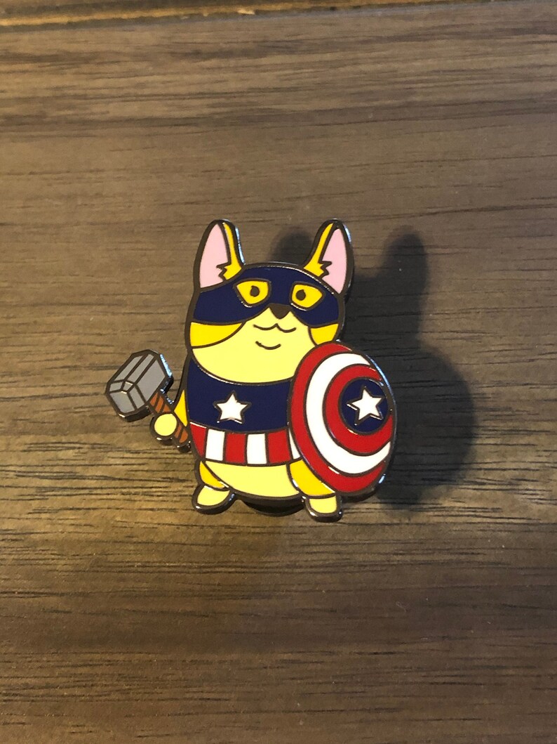 Captain America Corgi Pin - Etsy