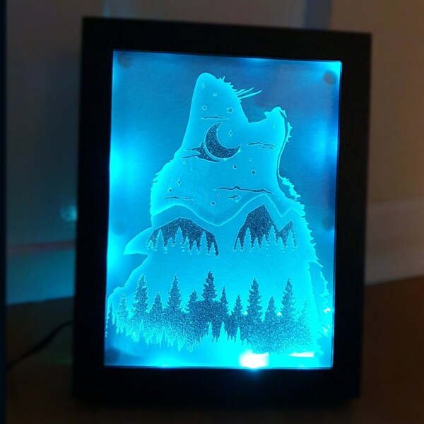 Light up Mountain Shadow Box - Etsy