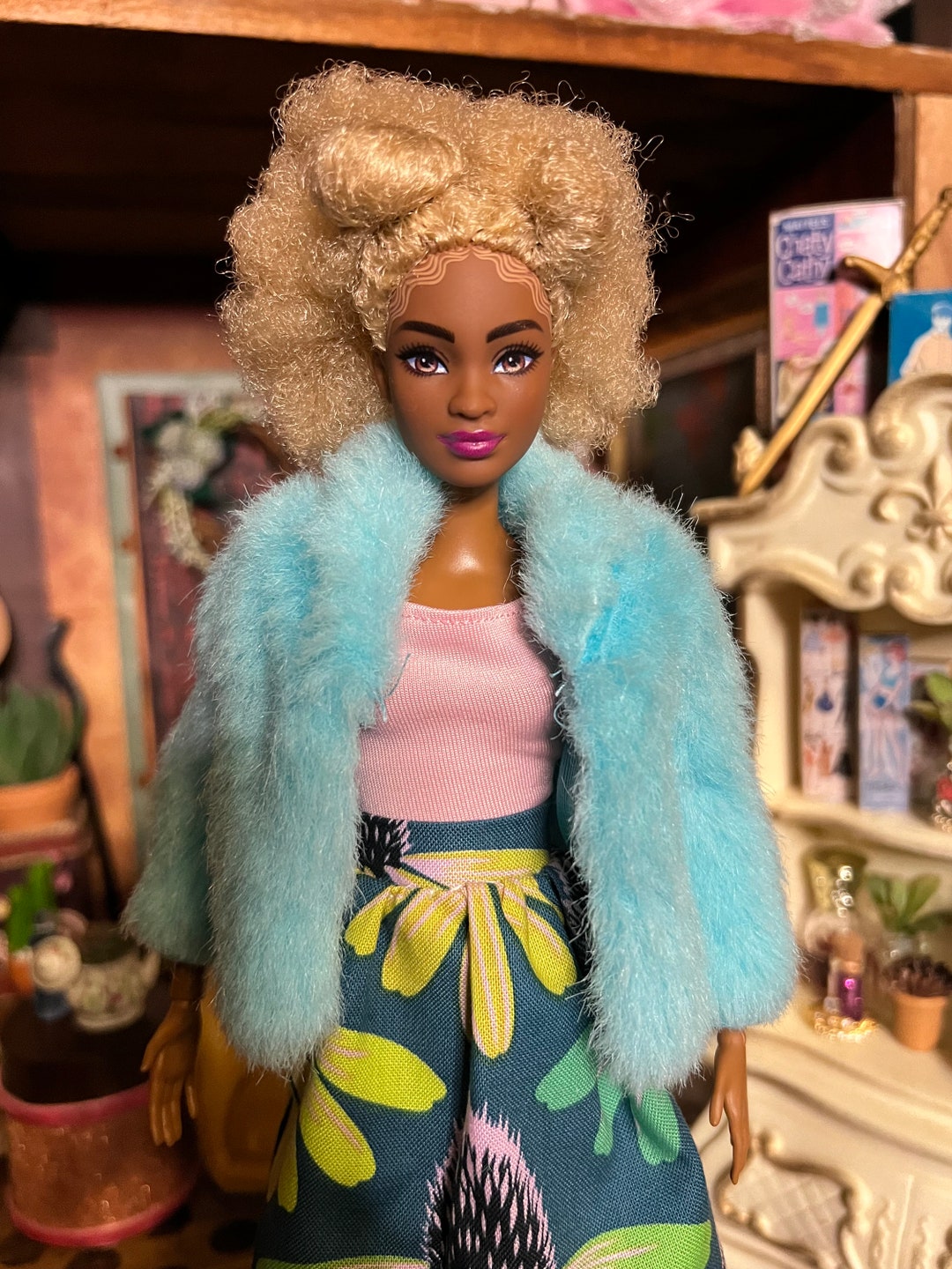 Vintage Blue Fuzzy Jacket for Standard Size Fashion Dolls - Etsy