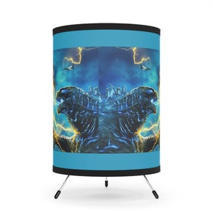 Godzilla Tripod Lamp High-res Printed Shade Unique Home Decor, Monster ...