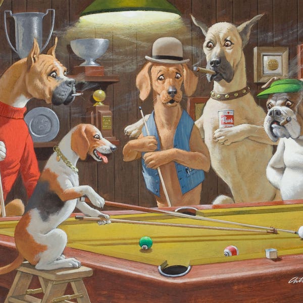 Dogs Playing Pool - Etsy